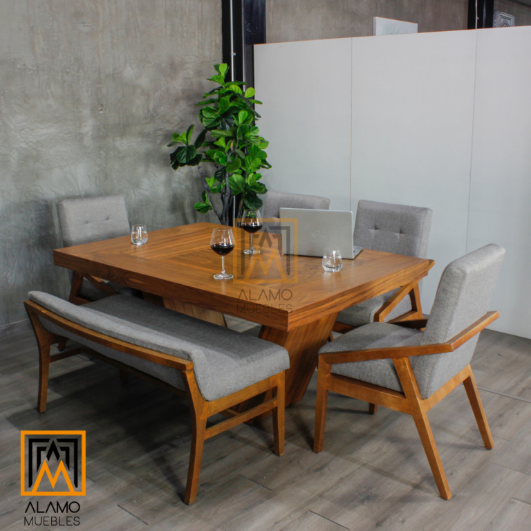 Comedor Madison con 4 sillas y 1 banca Ava | Alamo Muebles