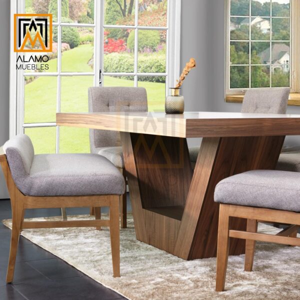 Comedor Madison con 4 sillas y 1 banca | Alamo Muebles